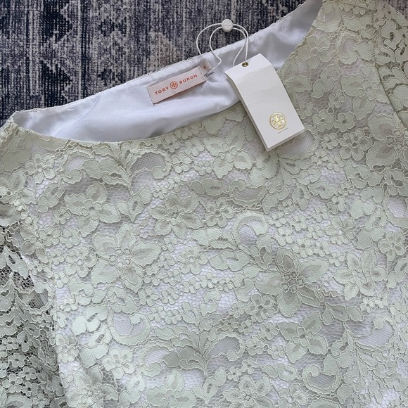 Tory Burch | Tops | Tory Burch Green Lace Long Sleeve Blouse Formal ...